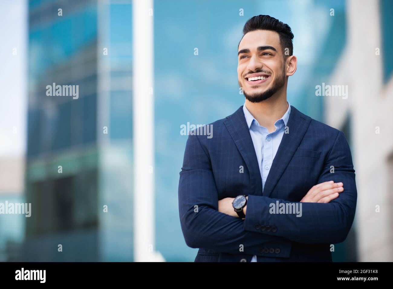 Successful middle-eastern businessman standing next to office Stock ...
