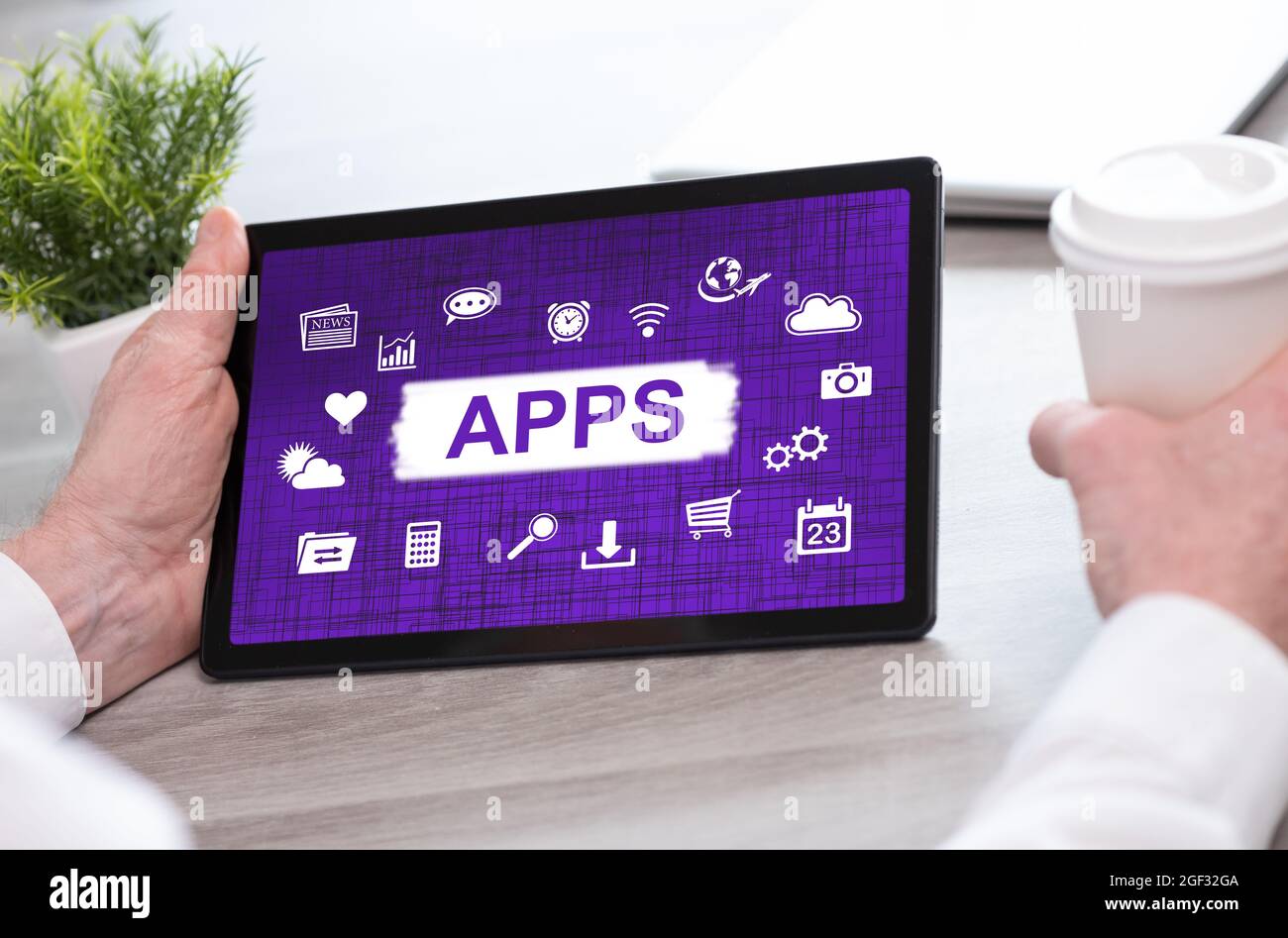 Tablet screen displaying an apps concept Stock Photo - Alamy