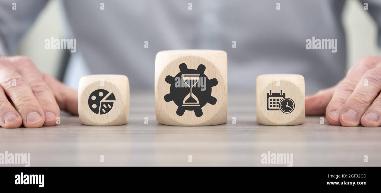 Wooden blocks with symbol of time management concept Stock Photo - Alamy