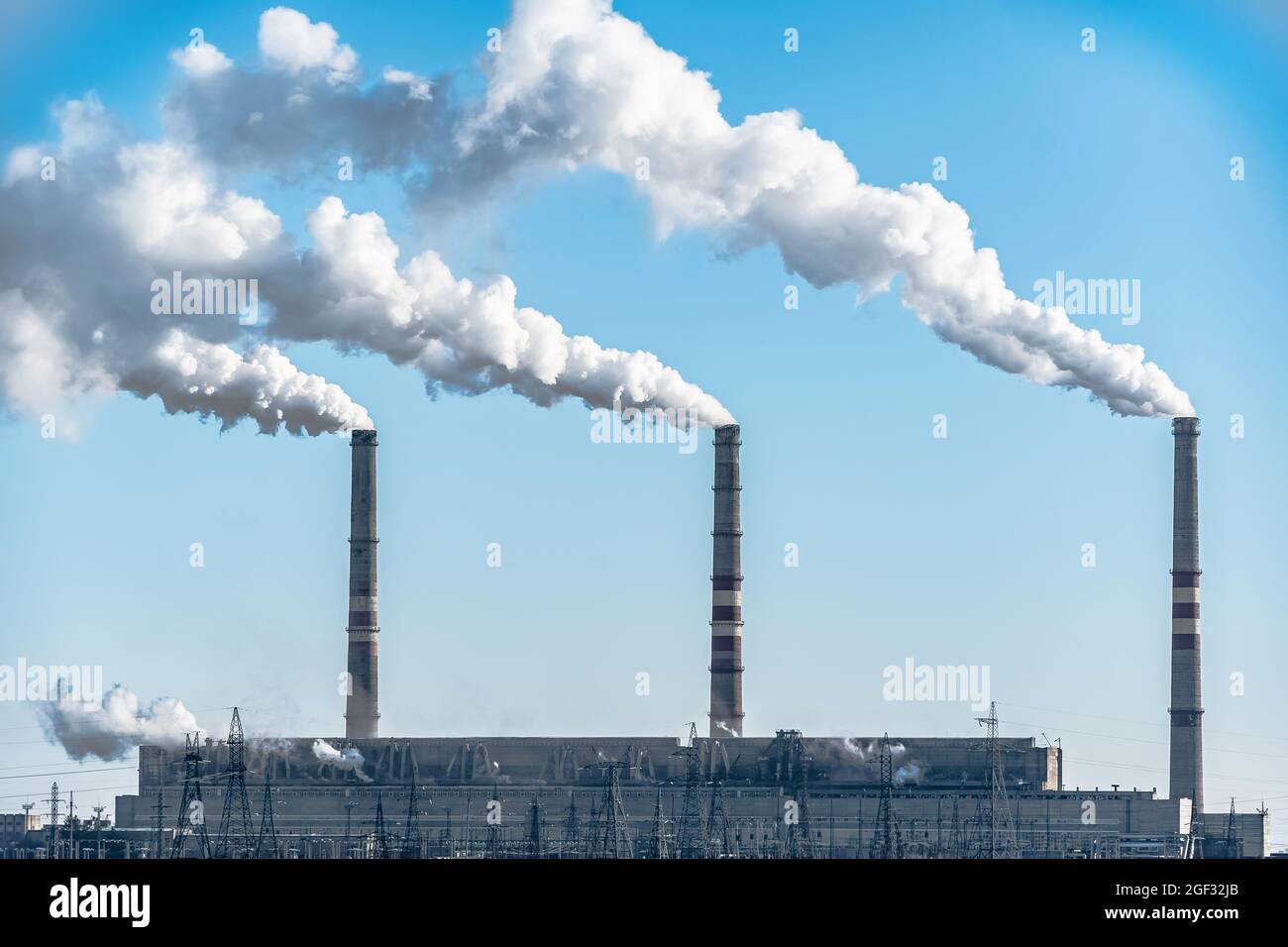Smoking factory chimneys.Environmental problem of pollution of ...