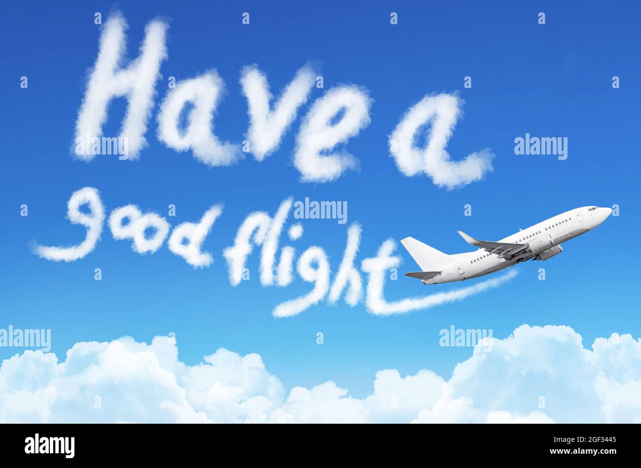 Flying a plane in the sky with the inscription - Have a good flight ...