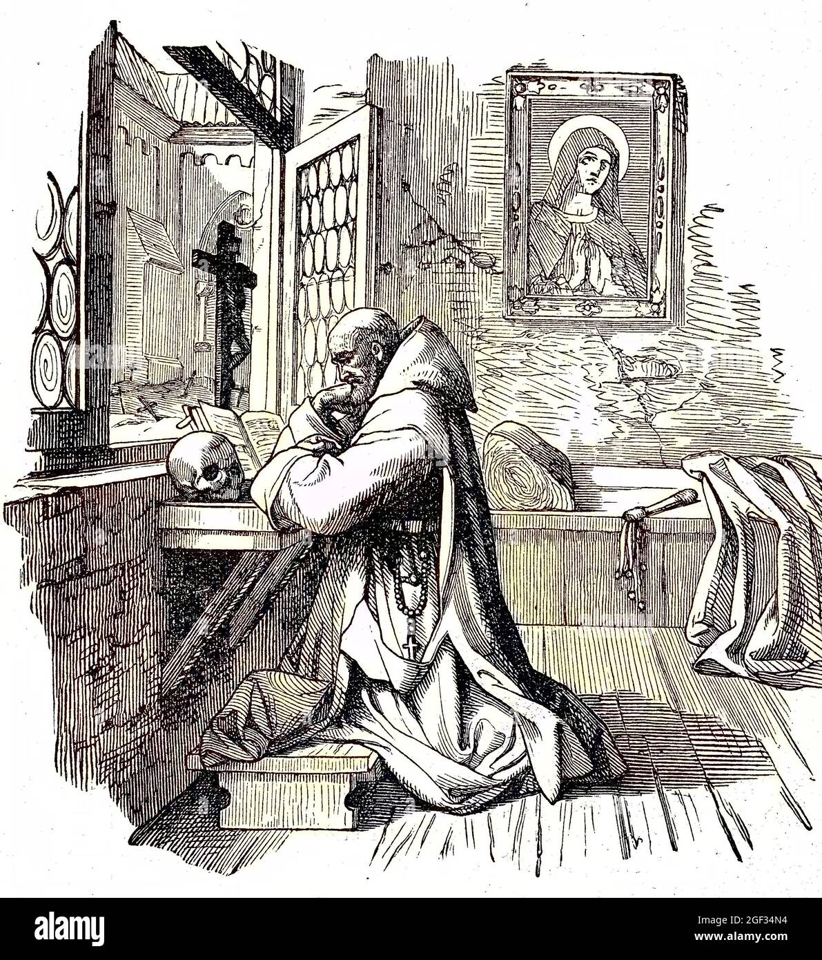 Monk Praying Painting