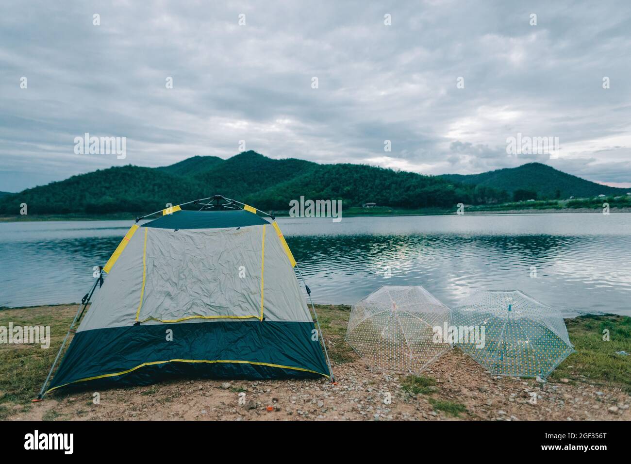 camping near the lake Holiday for travelers Stock Photo - Alamy