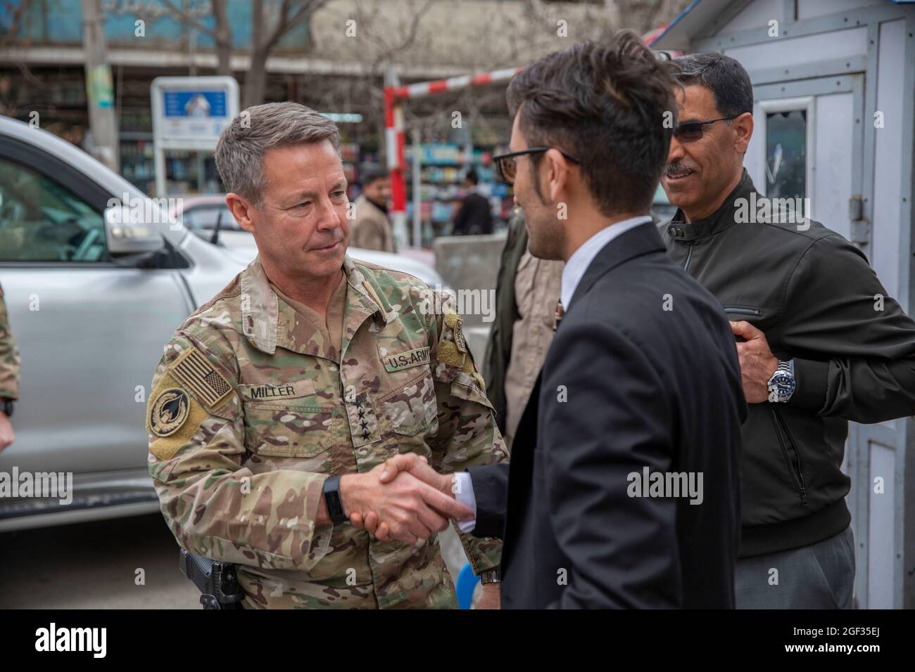 Resolute Support Commander U.S. Army Gen. Scott Miller shakes hands ...