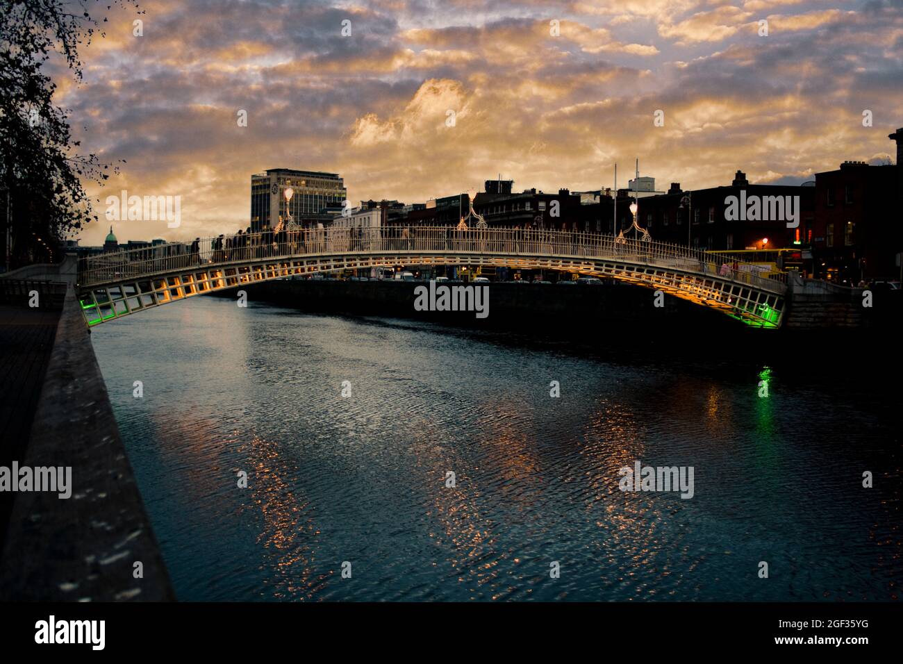 Famous Ha'penny bridge in Dublin Ireland. Only bridge and toll bridge ...
