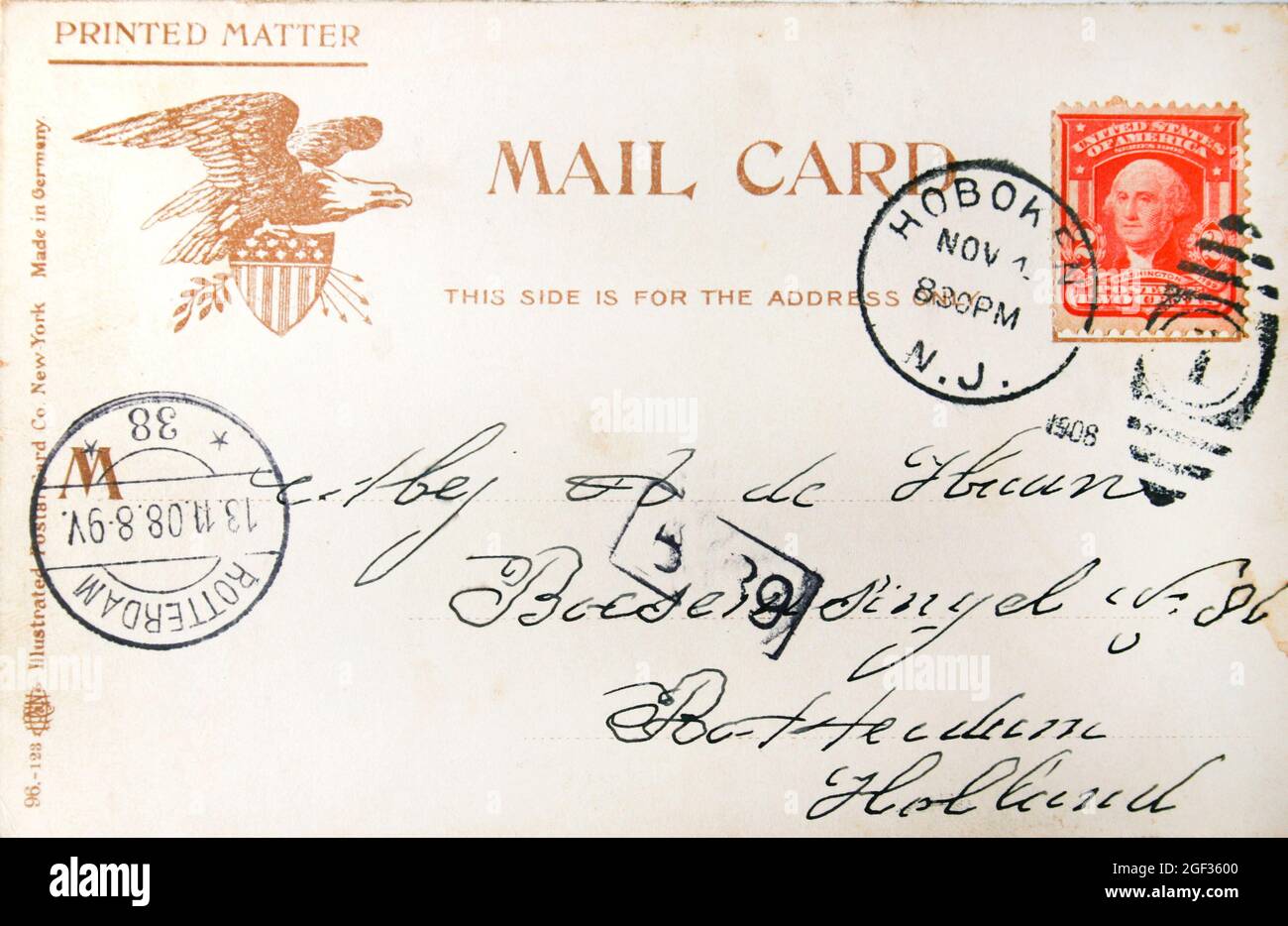 Vintage postcard with handwritten address in the Netherlands sent from ...