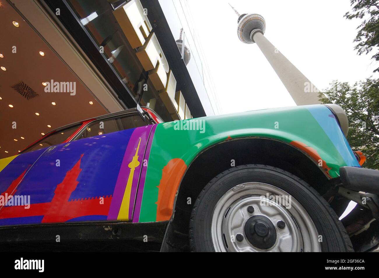 Berlin, Germany. 23rd Aug, 2021. A Trabant is half standing in a ...