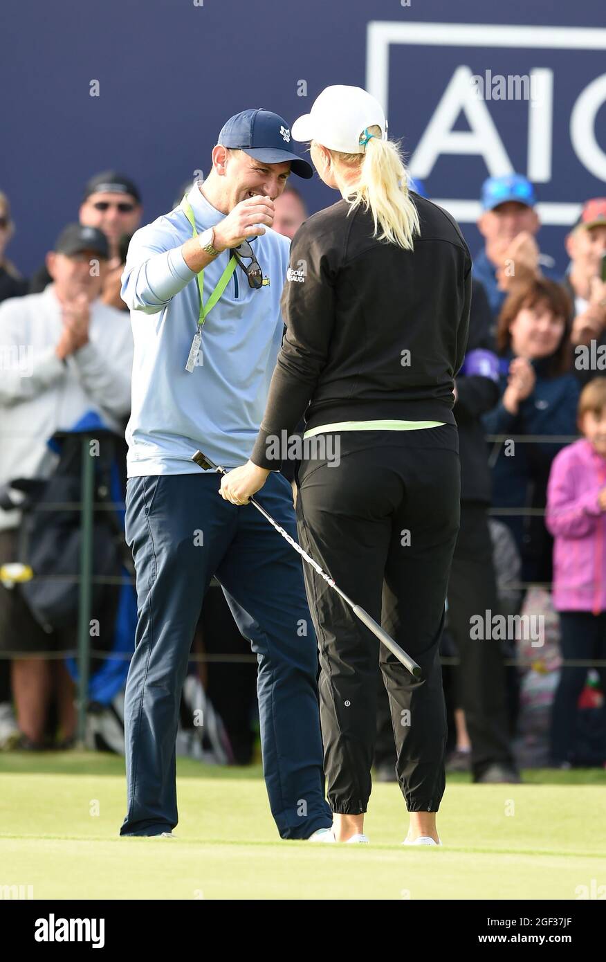 SwedenÕs Anna Nordqvist embraces her husband Kevin McAlpine on the 18th ...