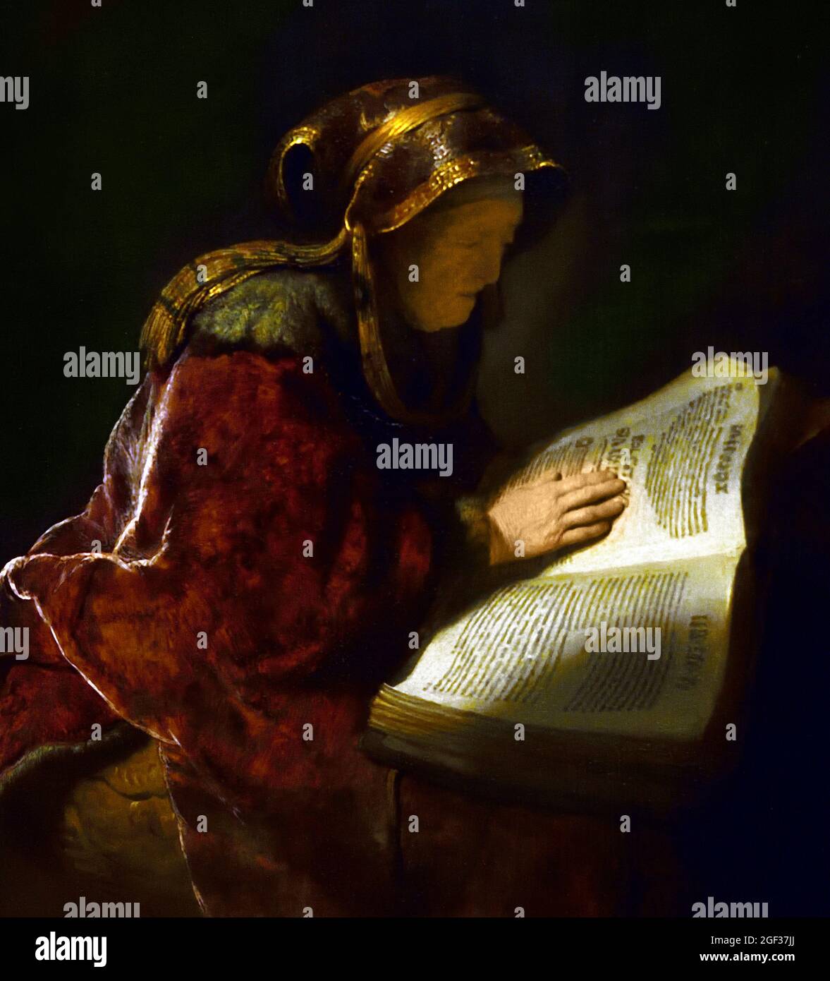 An Old Woman Reading, Probably the Prophetess Hannah 1731 by Rembrandt ...