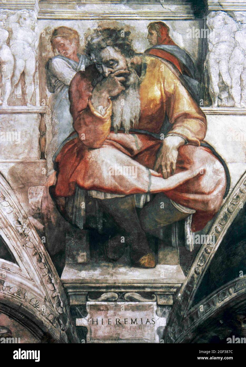 Michelangelo (1475-1564). Prophet Jeremiah. Detail of a fresco (1508 ...