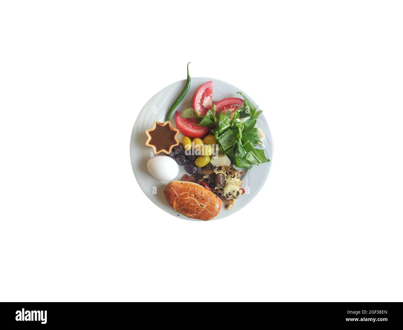 buffet breakfast plate on a white background Stock Photo - Alamy
