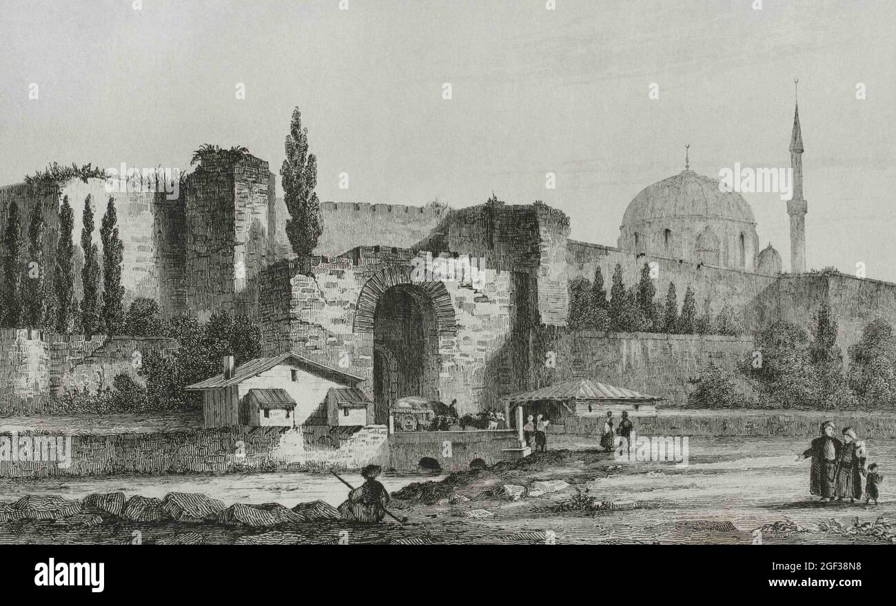 Turkey. Constantinople (today Istanbul). The Gate of Charisius, also ...