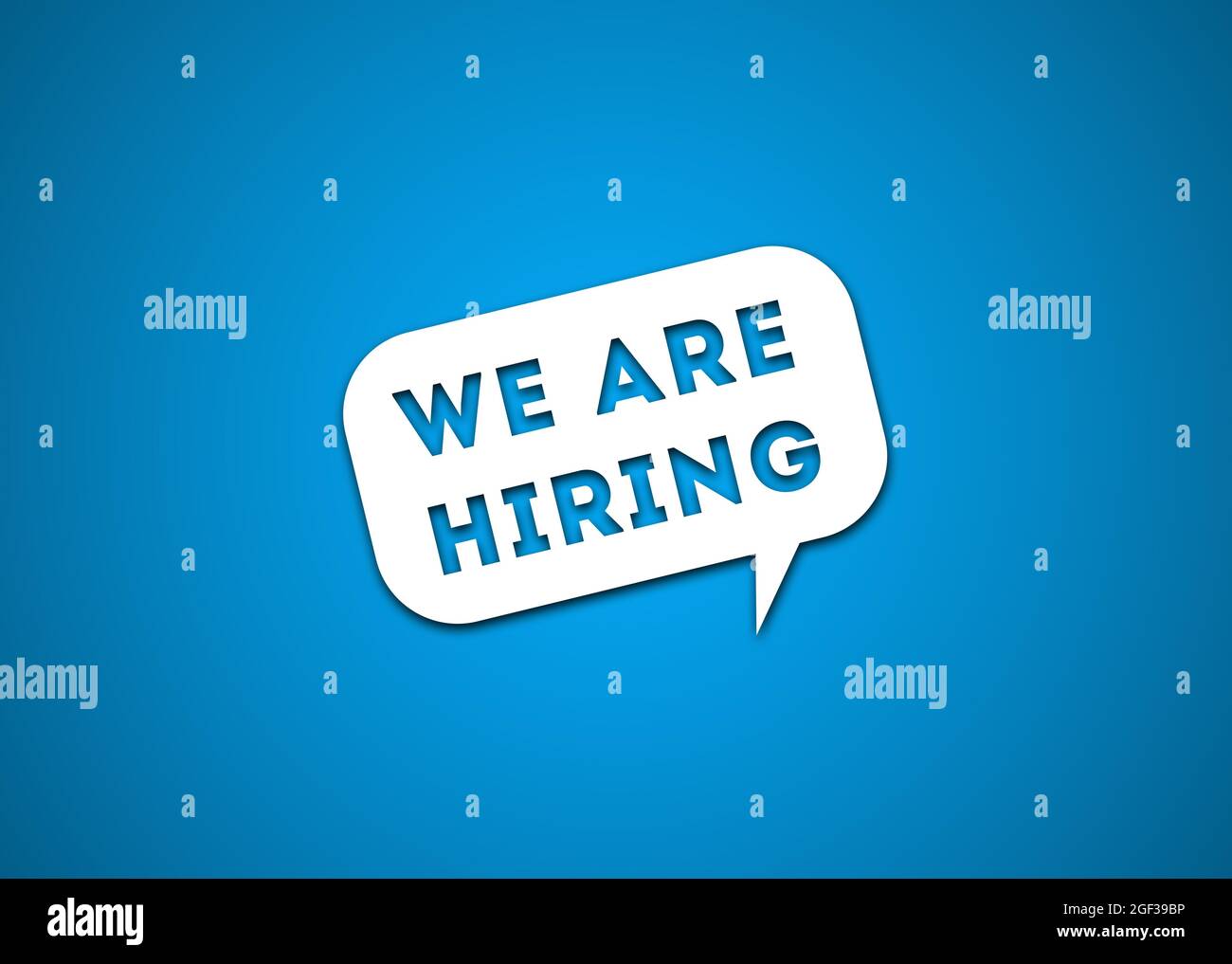 We are Hiring speech bubble. White Bubble on blue background With ...