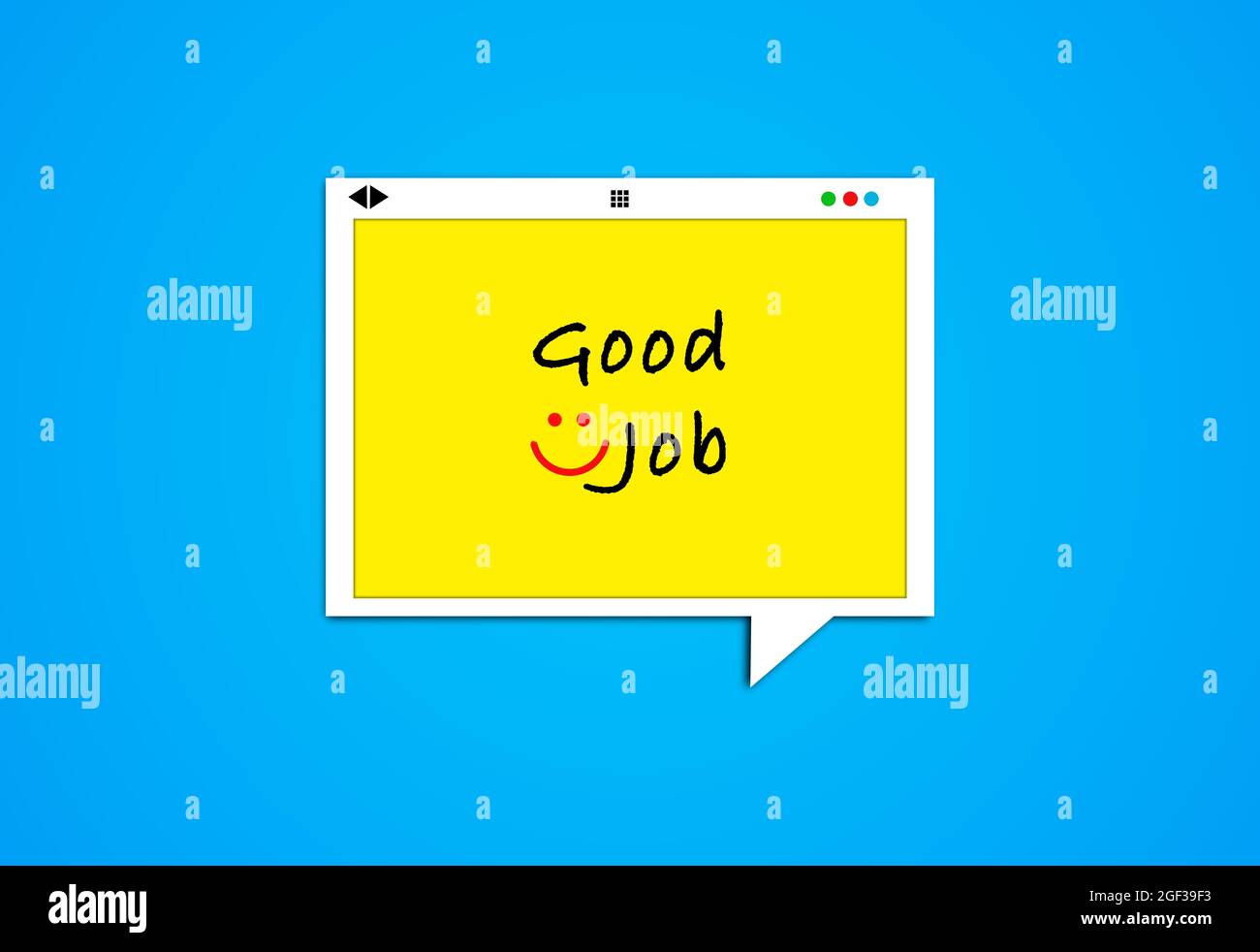 Good Job Message On yellow Speech Bubble Screen in blue Background ...