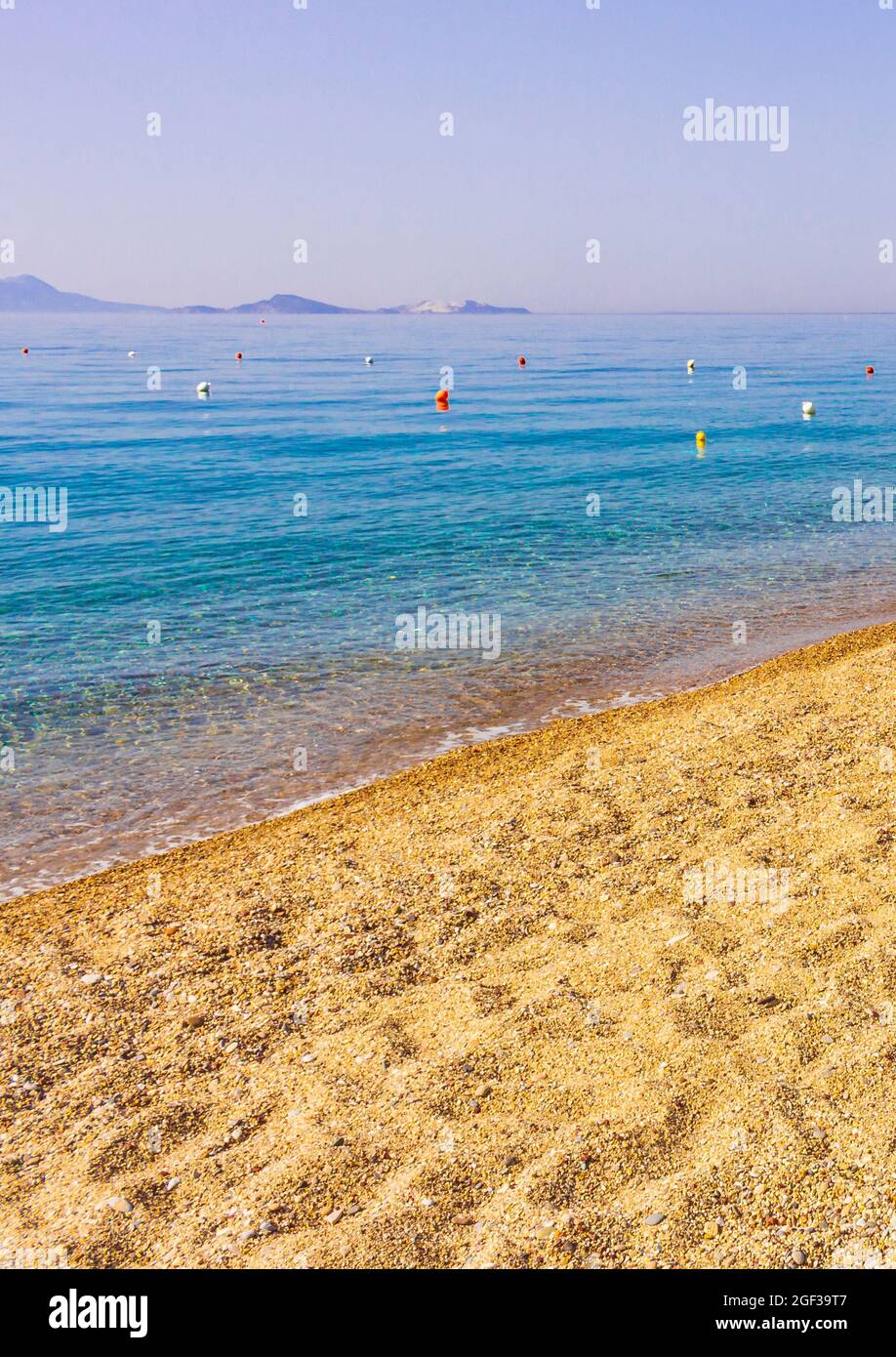 Most beautiful beaches on Kos Island in Greece with panorama view on ...