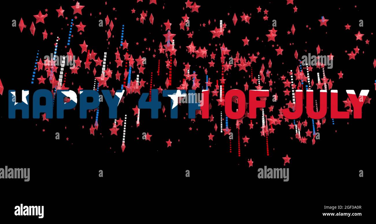 Red stars falling with 4th July foreground Stock Photo - Alamy