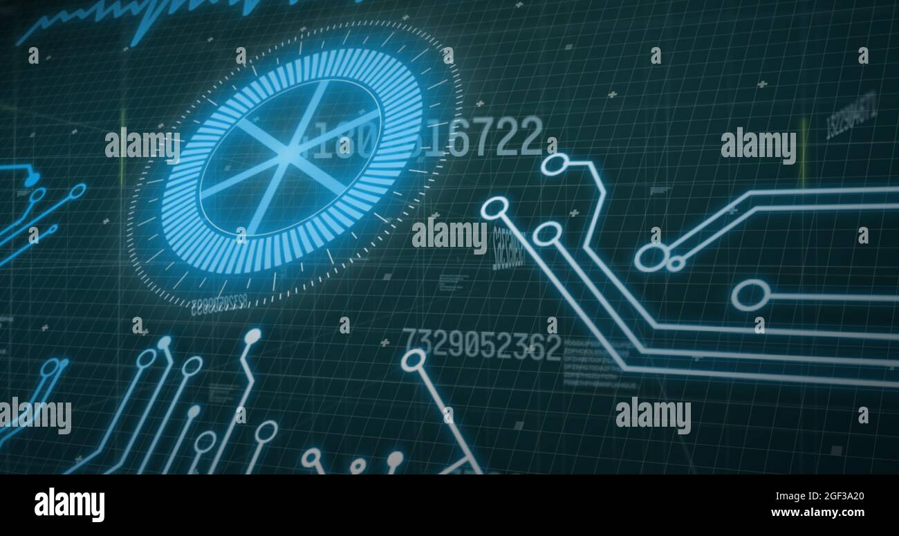 Image of data processing and scanning over grid Stock Photo - Alamy