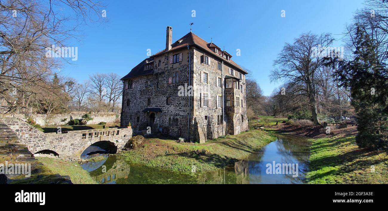 Bonn Germany March 2021 Lede Castle in beautiful weather with blue sky ...