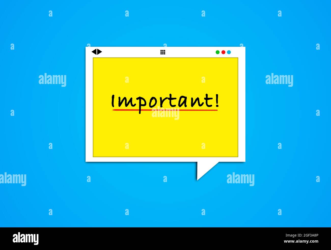 Yellow Bubble Speech Screen With important Word underlined . Website ...