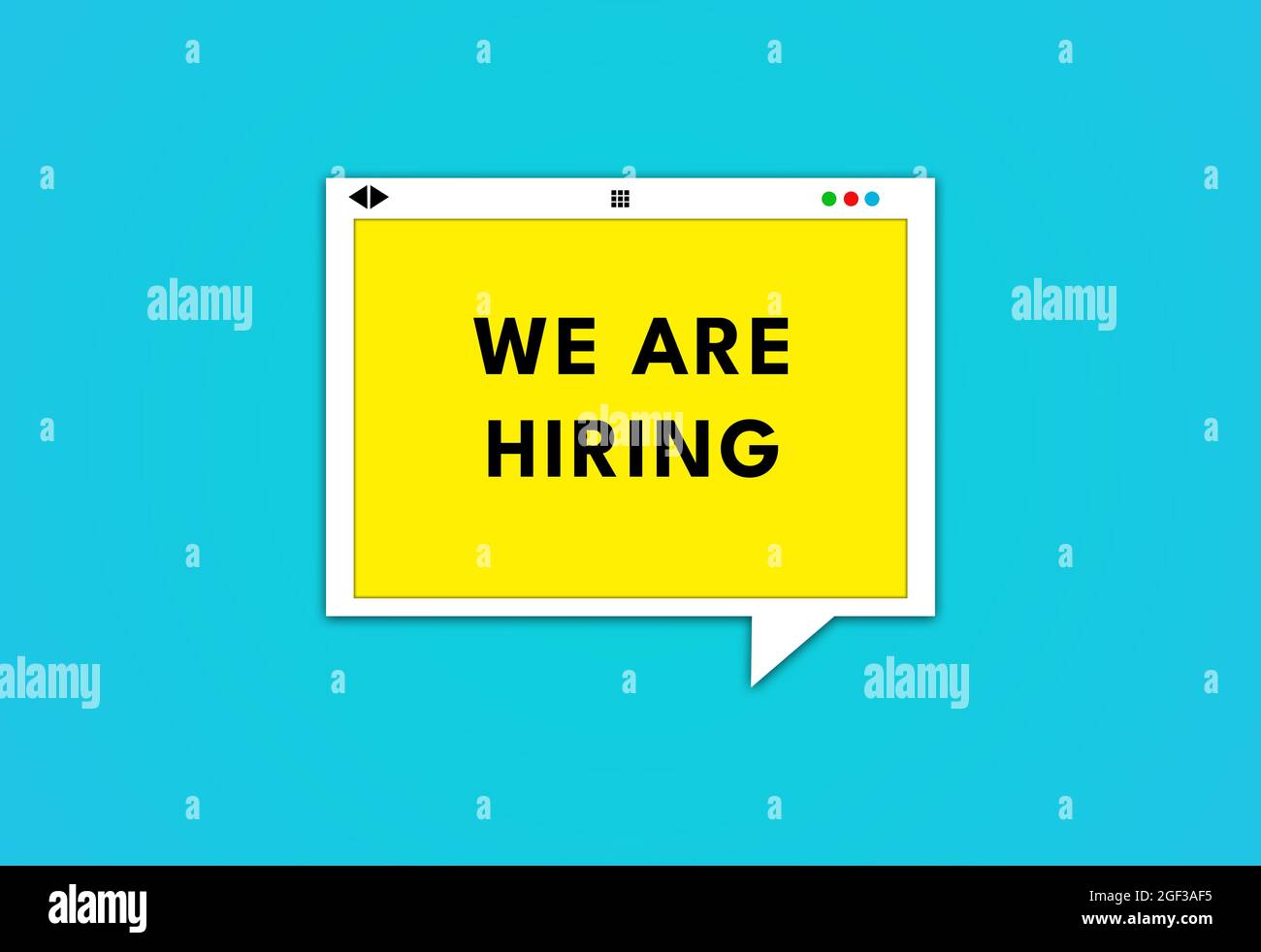We Are Hiring. Message Written in Yellow speech bubble Screen Shape or ...