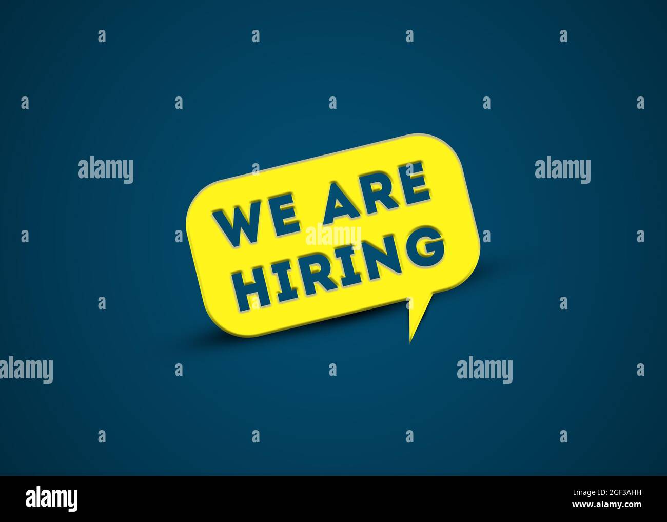 We are Hiring yellow speech bubble on blue background With Business ...