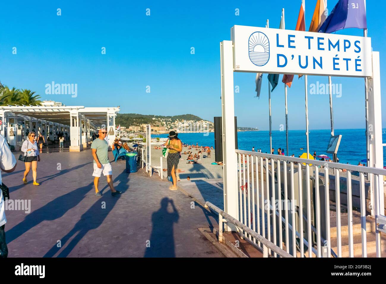 Nice, France, People Beach, Visiting Street Scene, near Mediterranean ...