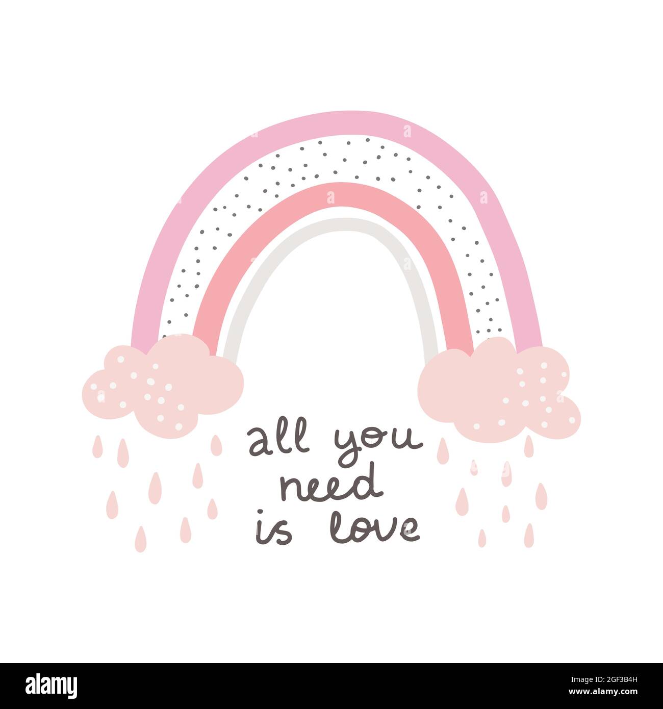 Rainbow boho style with lettering card Hand drawn lettering quote in ...