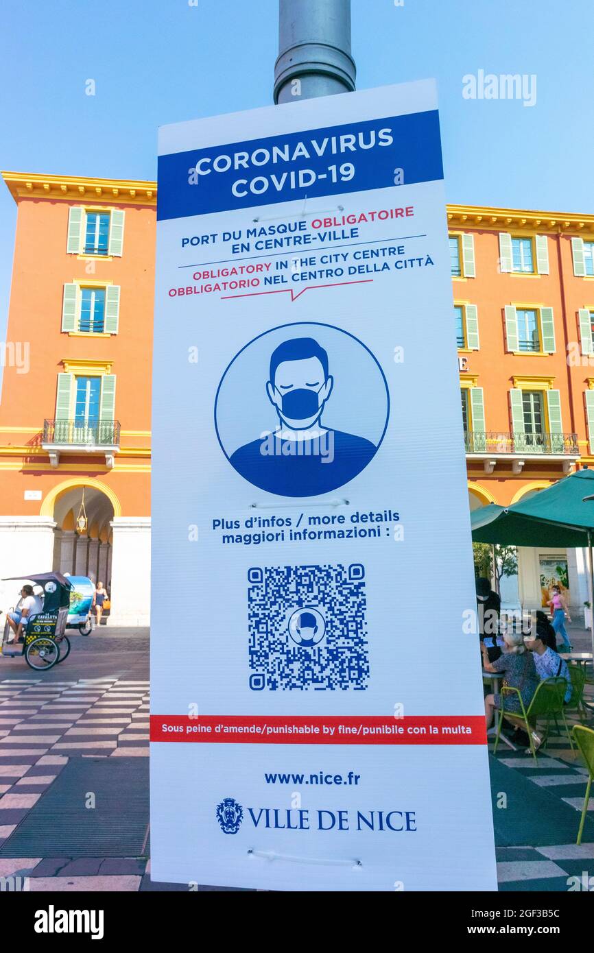 Nice, France, Detail, French Public Health Challenges, Sign, Face Masks ...