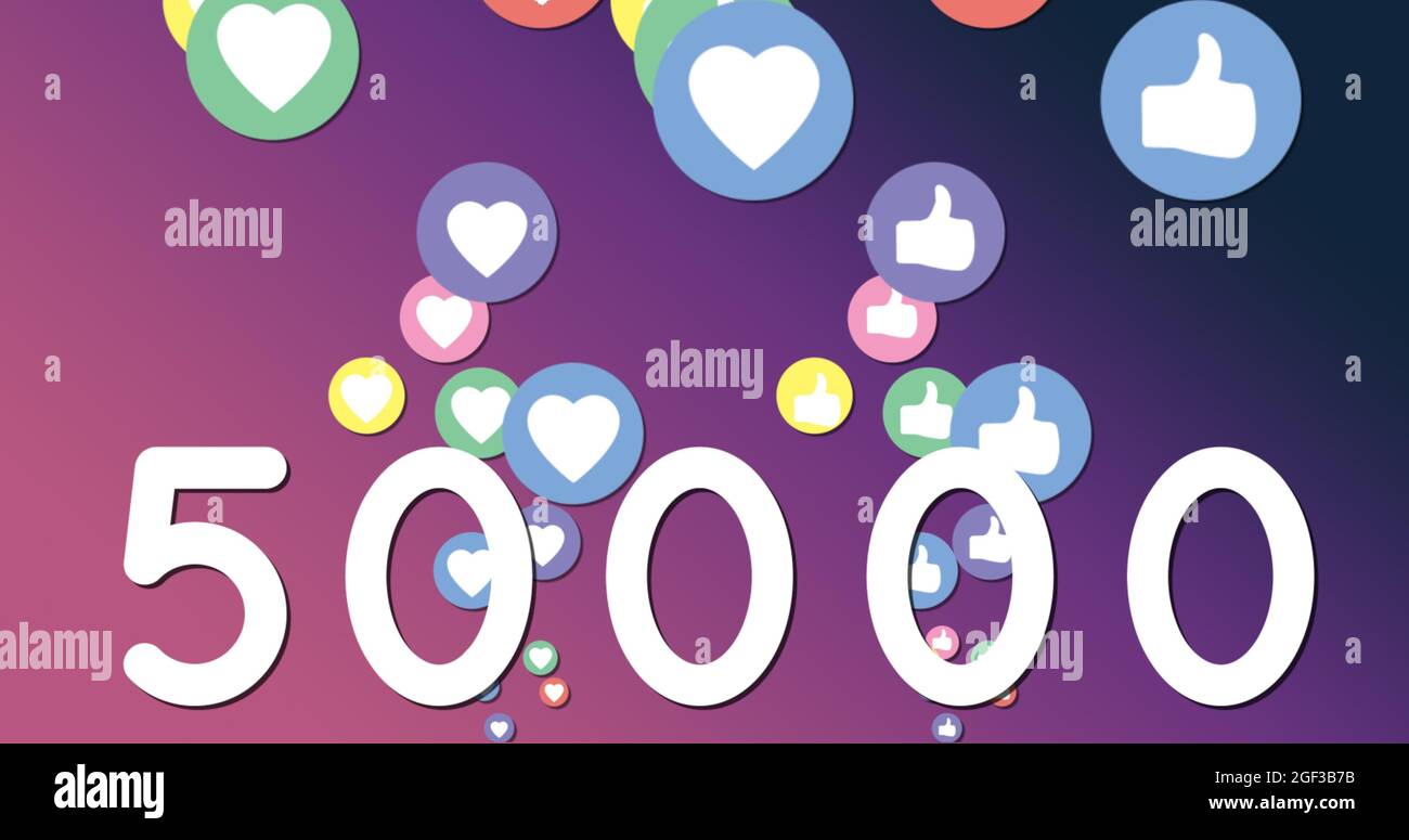 Numbers in large font with social media icons 4k Stock Photo - Alamy