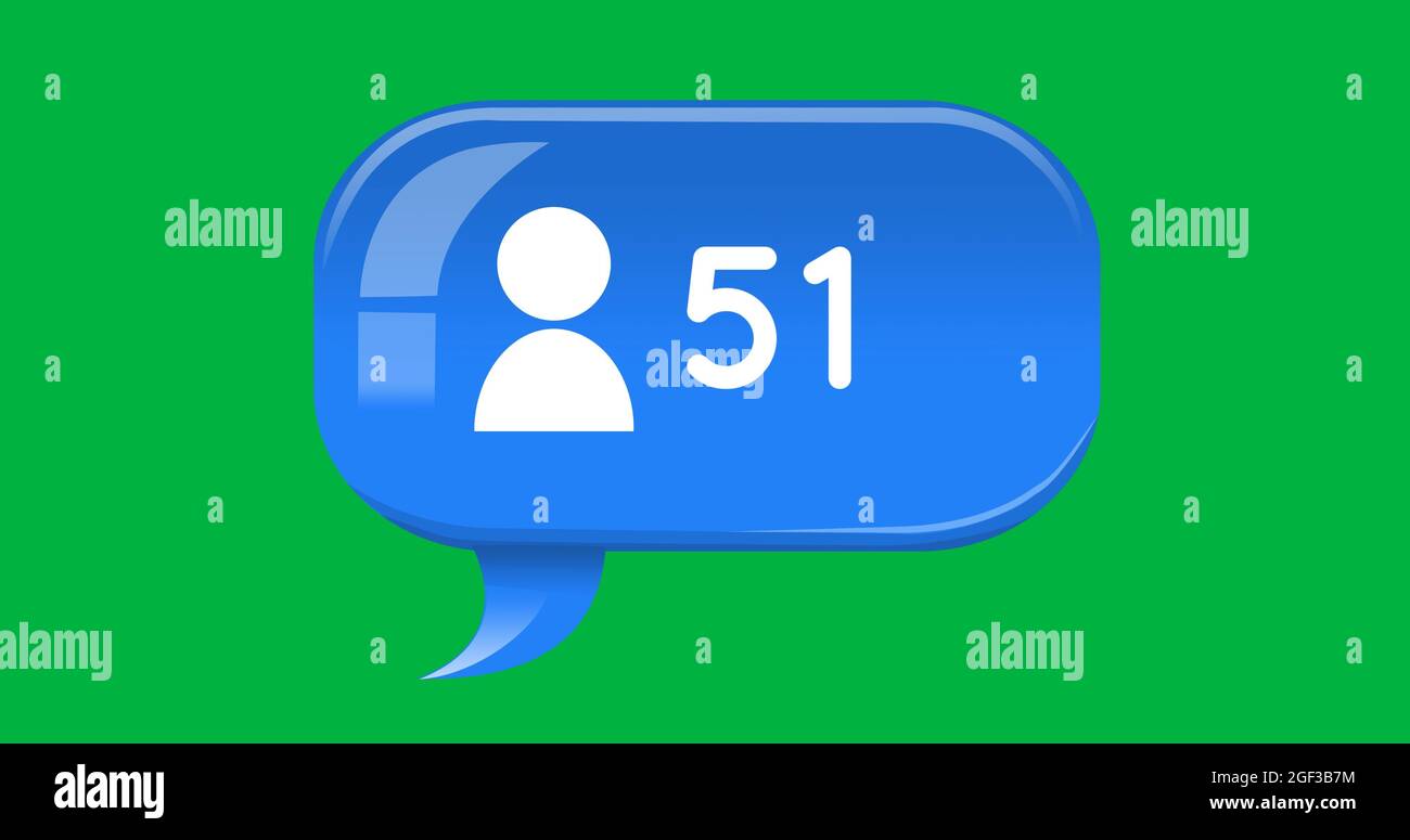 Follower icon with numbers in a chat box 4k Stock Photo - Alamy