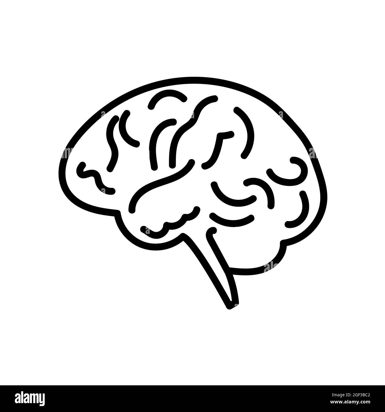 Creativity icon. Flat idea pictogram for web. Line stroke. Simple brain ...