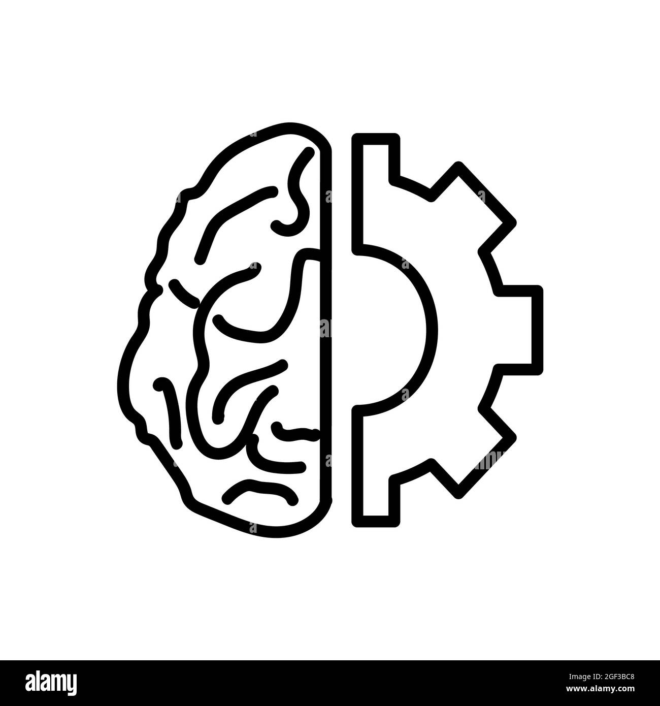 Creativity icon. Flat idea pictogram for web. Line stroke. Simple brain ...