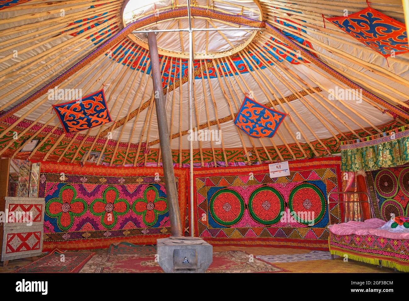 Mongolian yurt gers interior in western Mongol Stock Photo - Alamy
