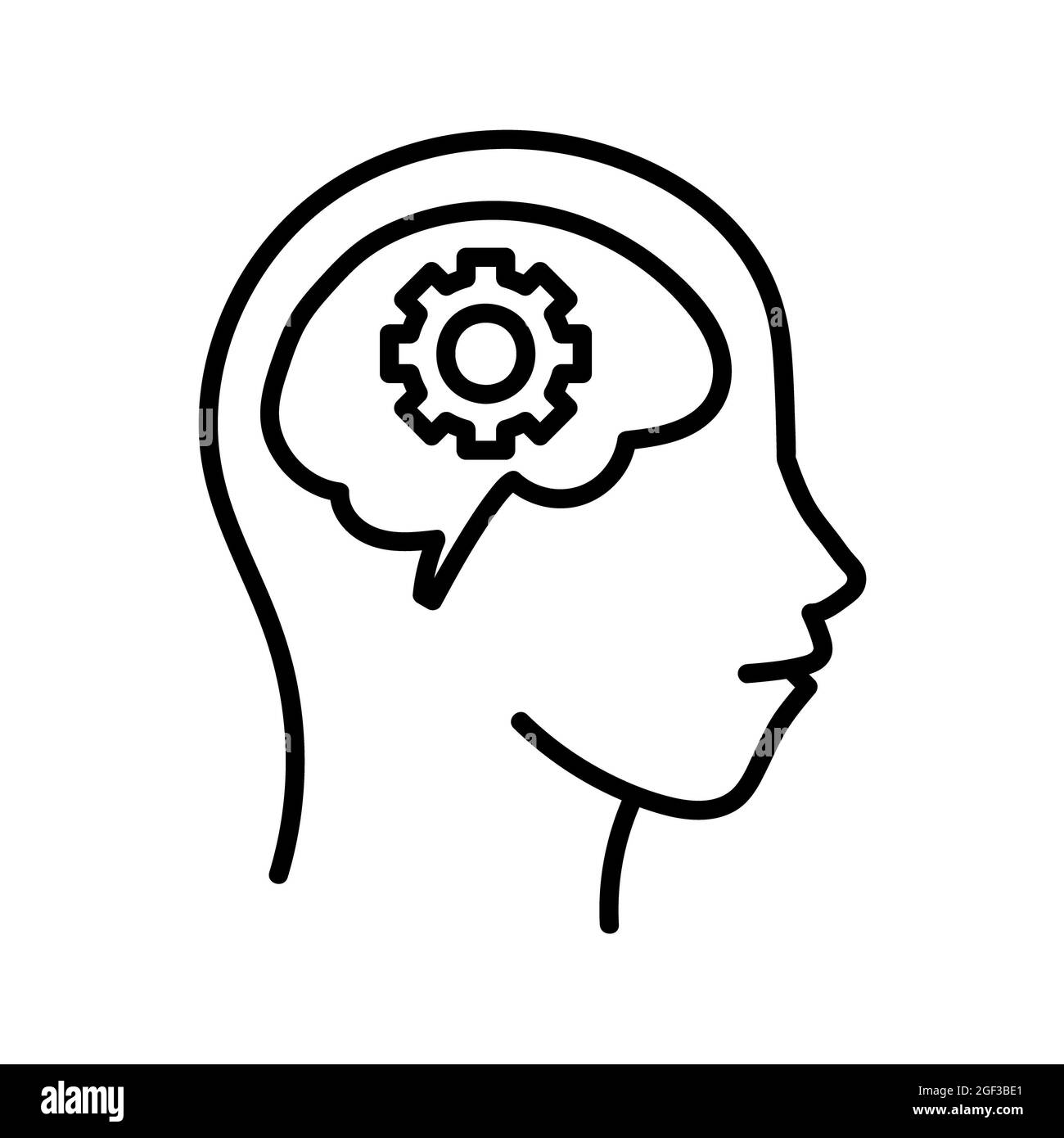 Creativity icon. Flat idea pictogram for web. Line stroke. Simple brain ...