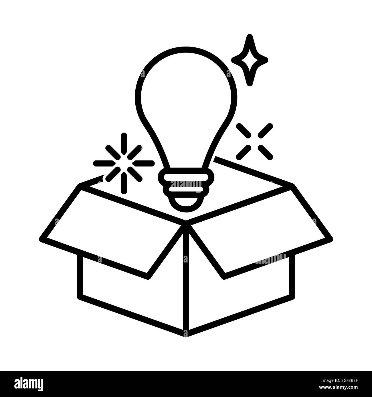 Creativity icon. Flat idea pictogram for web. Line stroke. Simple brain ...