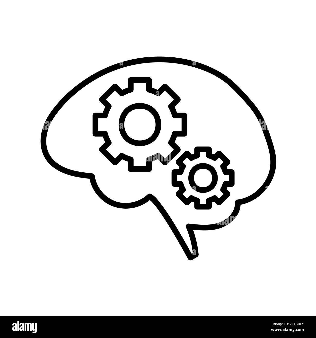 Creativity icon. Flat idea pictogram for web. Line stroke. Simple brain ...