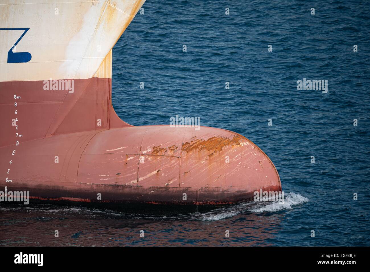 Closeup shot of a detail of a ship in the blue sea Stock Photo - Alamy