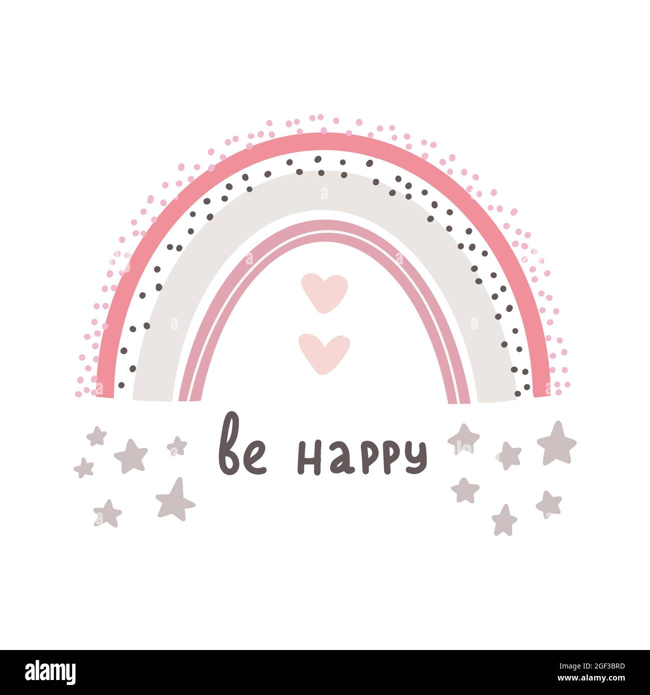 Cute Rainbow Boho Style With Lettering Card Hand Drawn Lettering Quote