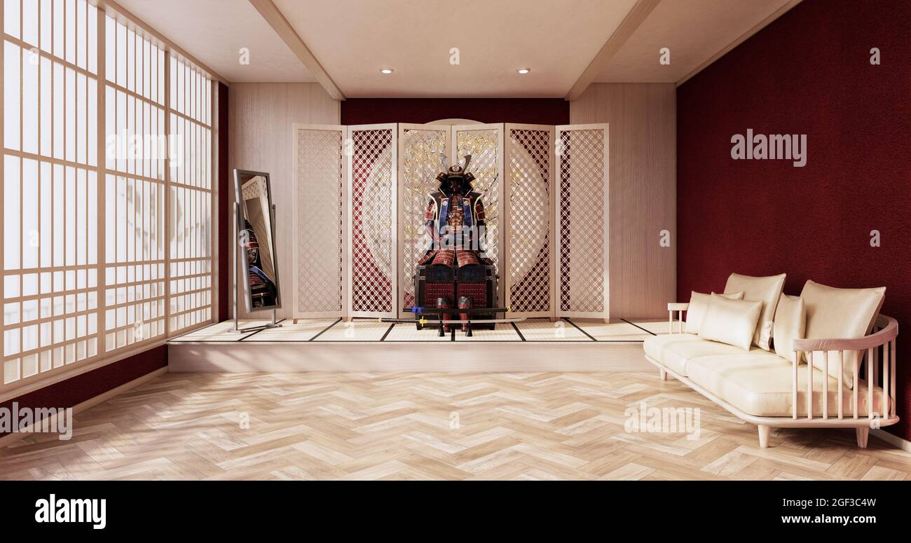 Samurai room Empty - Clean modern room japanese style.3D rendering ...