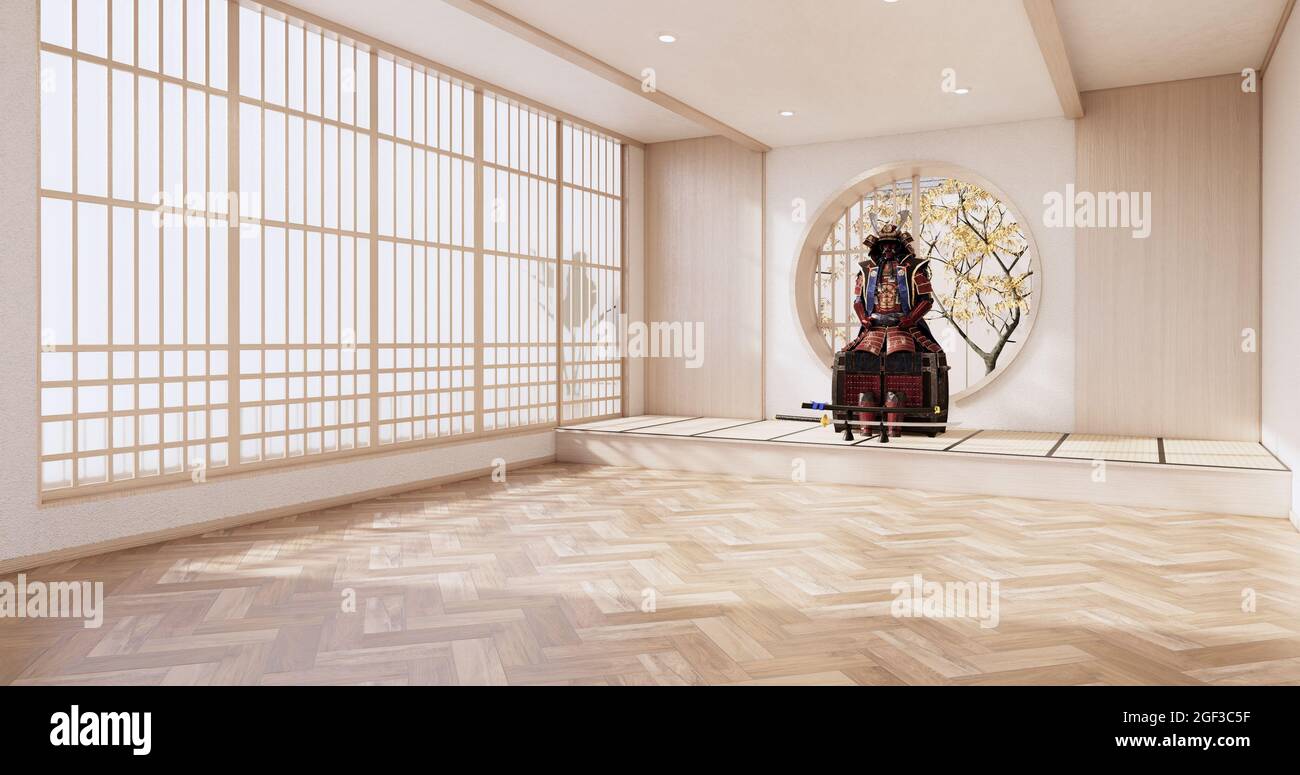 Samurai room Empty - Clean modern room japanese style.3D rendering ...