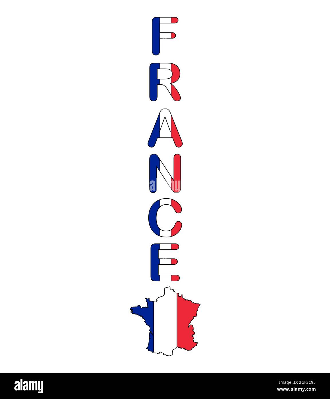 France Color flag map. Vector illustration of national symbol. Graphic ...