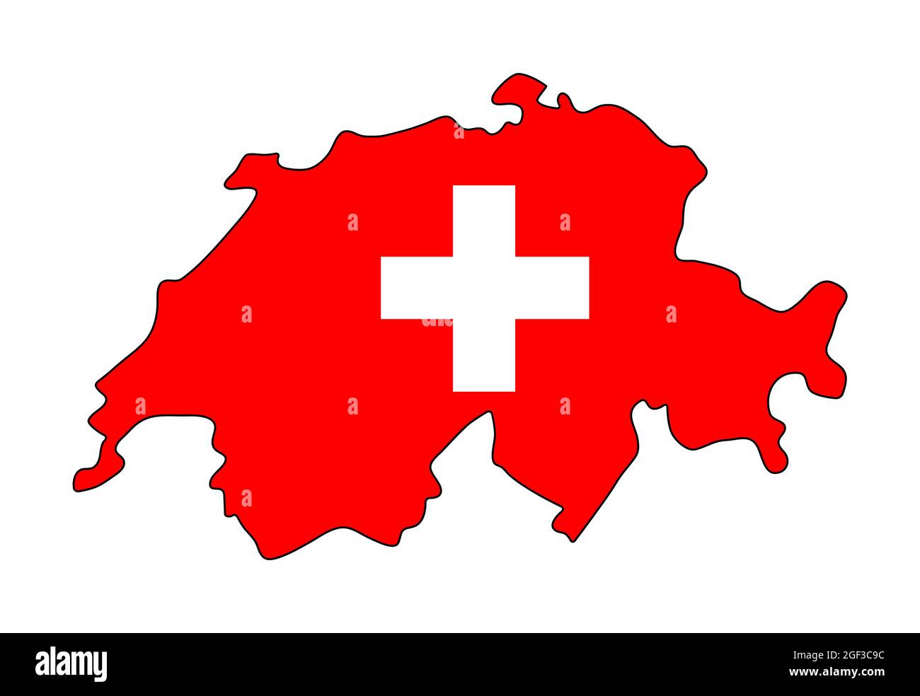 Switzerland Color flag map. Vector illustration of national symbol ...