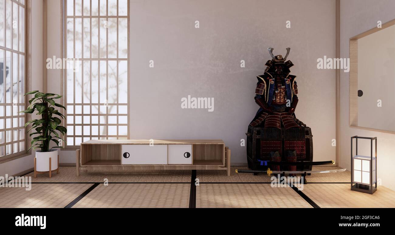 Samurai room Empty - Clean modern room japanese style.3D rendering ...