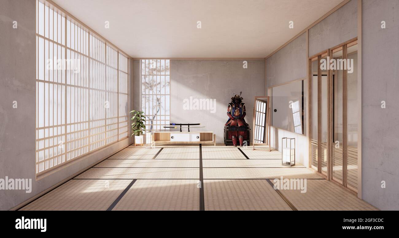 Samurai room Empty - Clean modern room japanese style.3D rendering ...