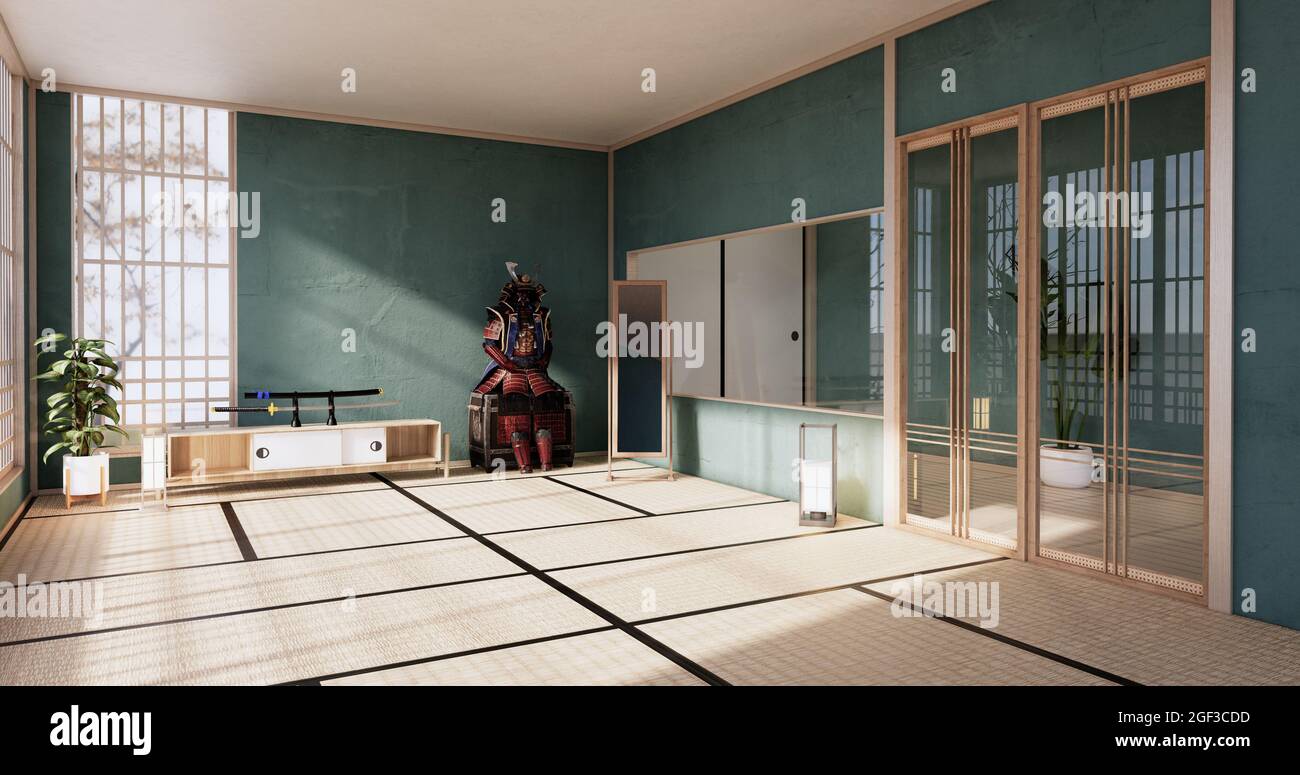 Samurai room Empty - Clean modern room japanese style.3D rendering ...