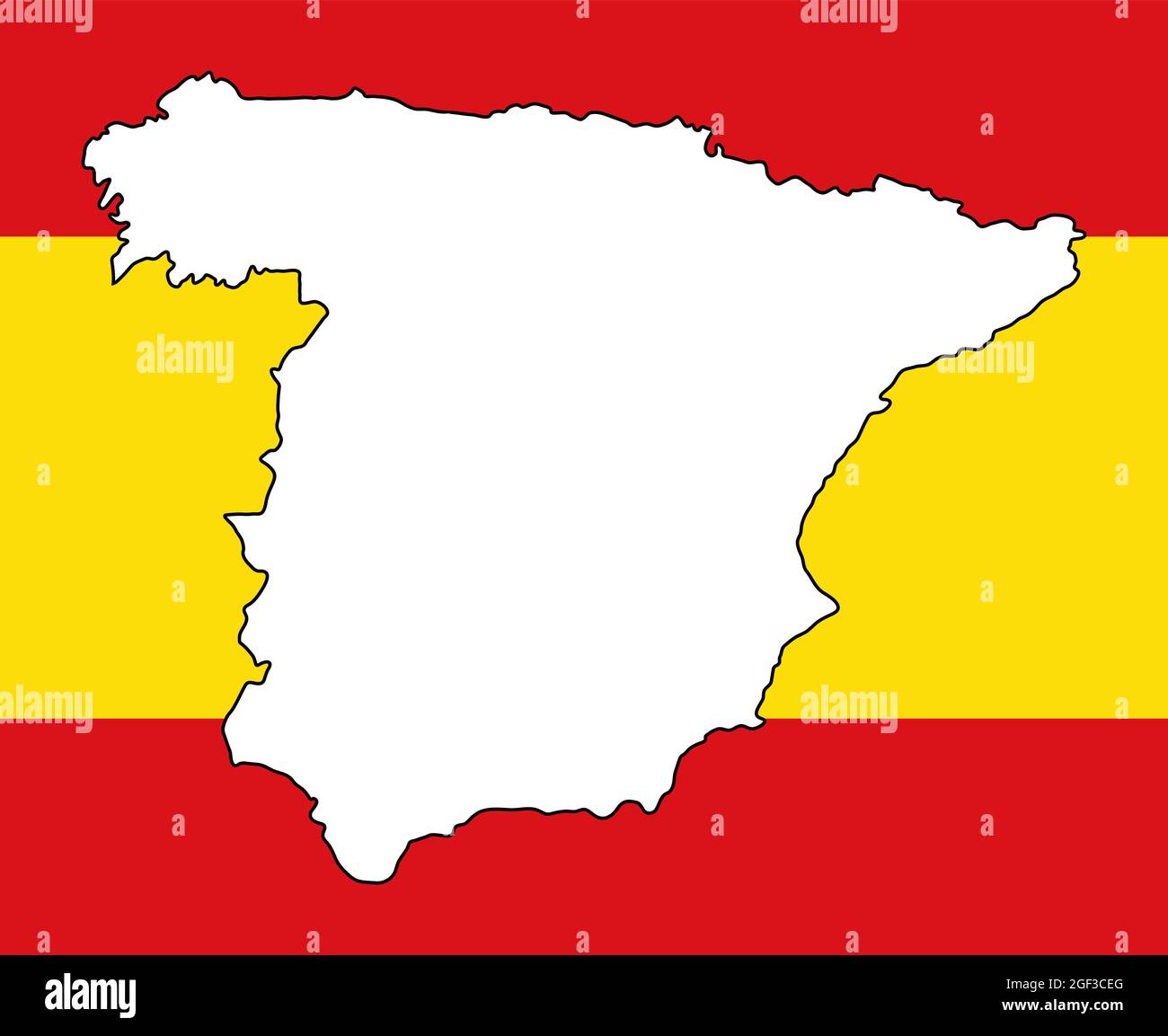 Spain Color flag map. Vector illustration of national symbol. Graphic ...