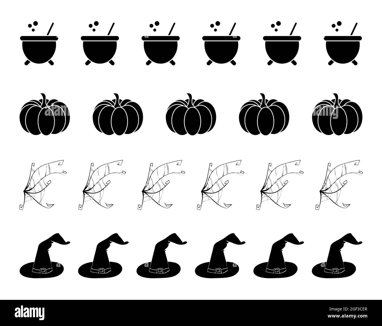 Cauldron Hat divider and more. Halloween border set. Simple vector ...