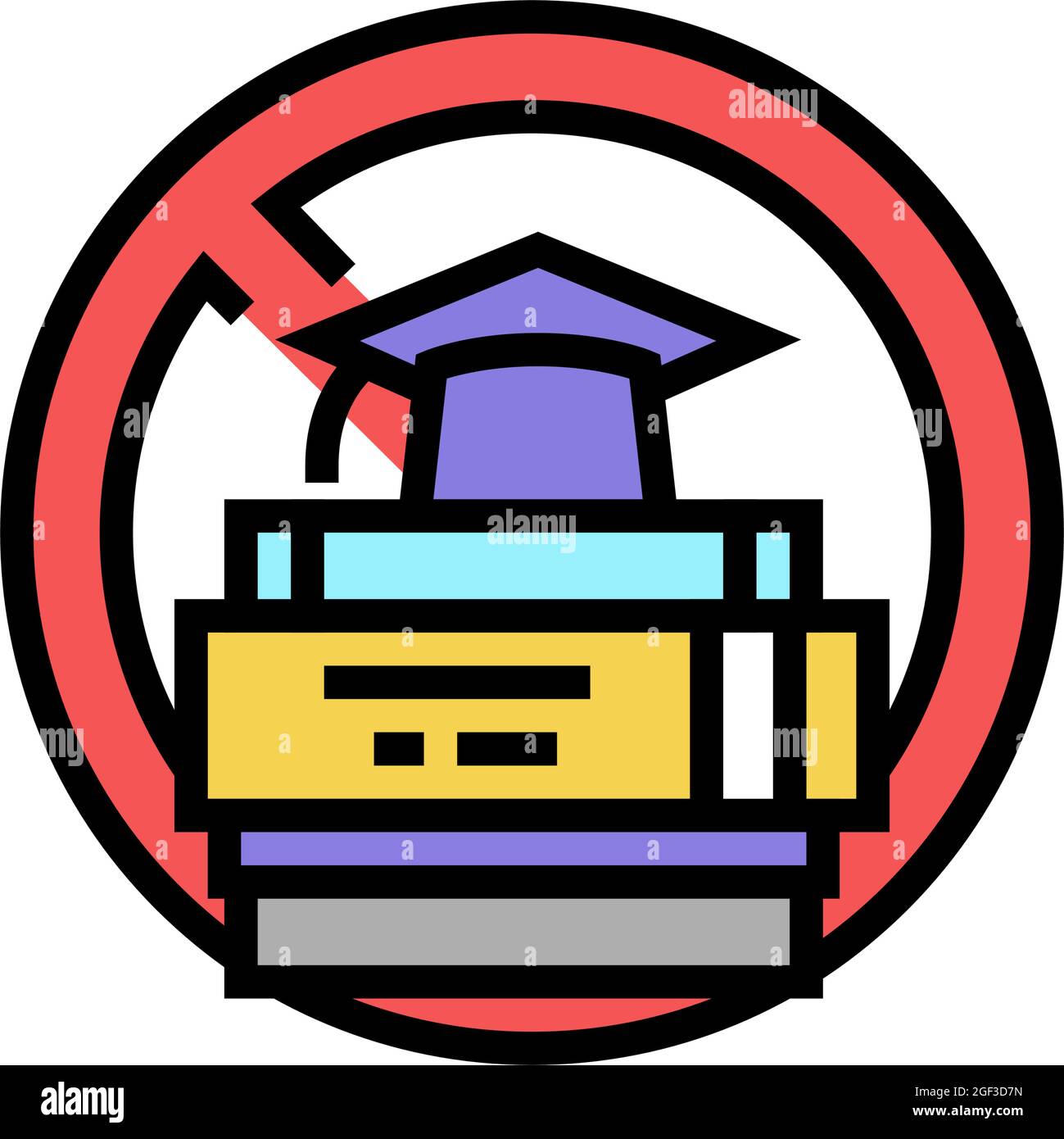 lack of education social problem color icon vector illustration Stock ...