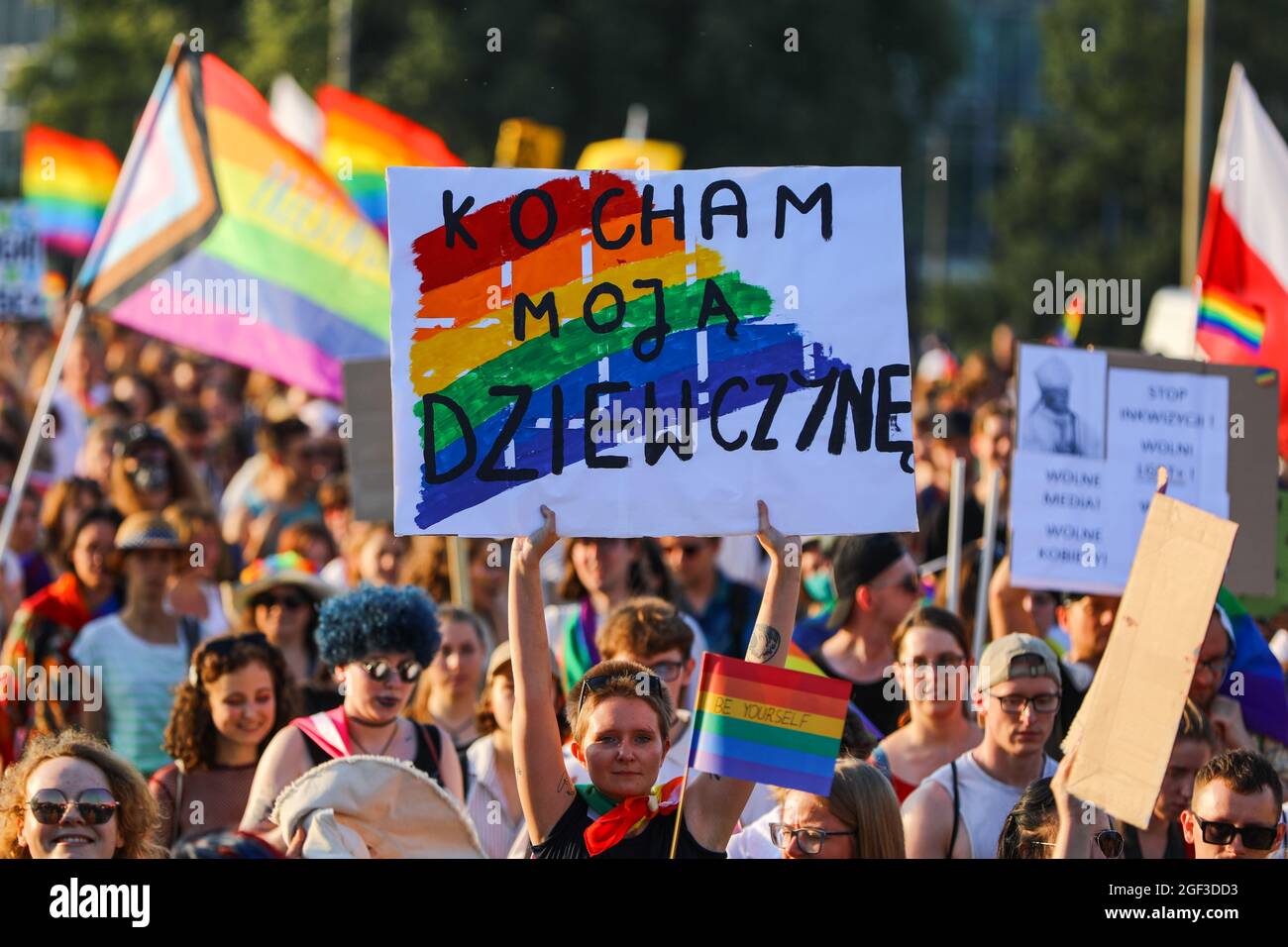 Gay pride march placard hi-res stock photography and images - Alamy
