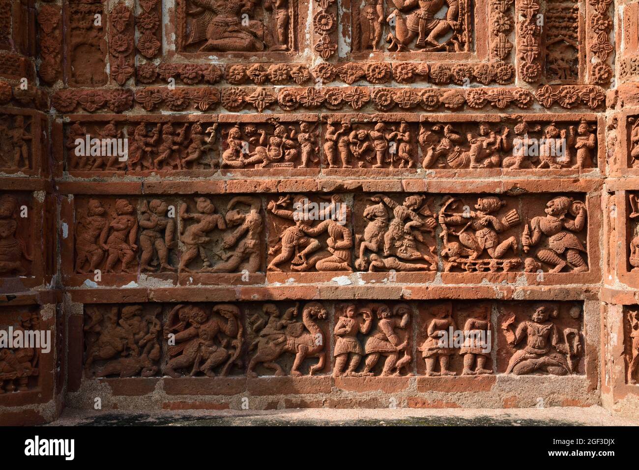 Terracotta panel of the Jor Bangla also known as Kesta Rai temple, that ...